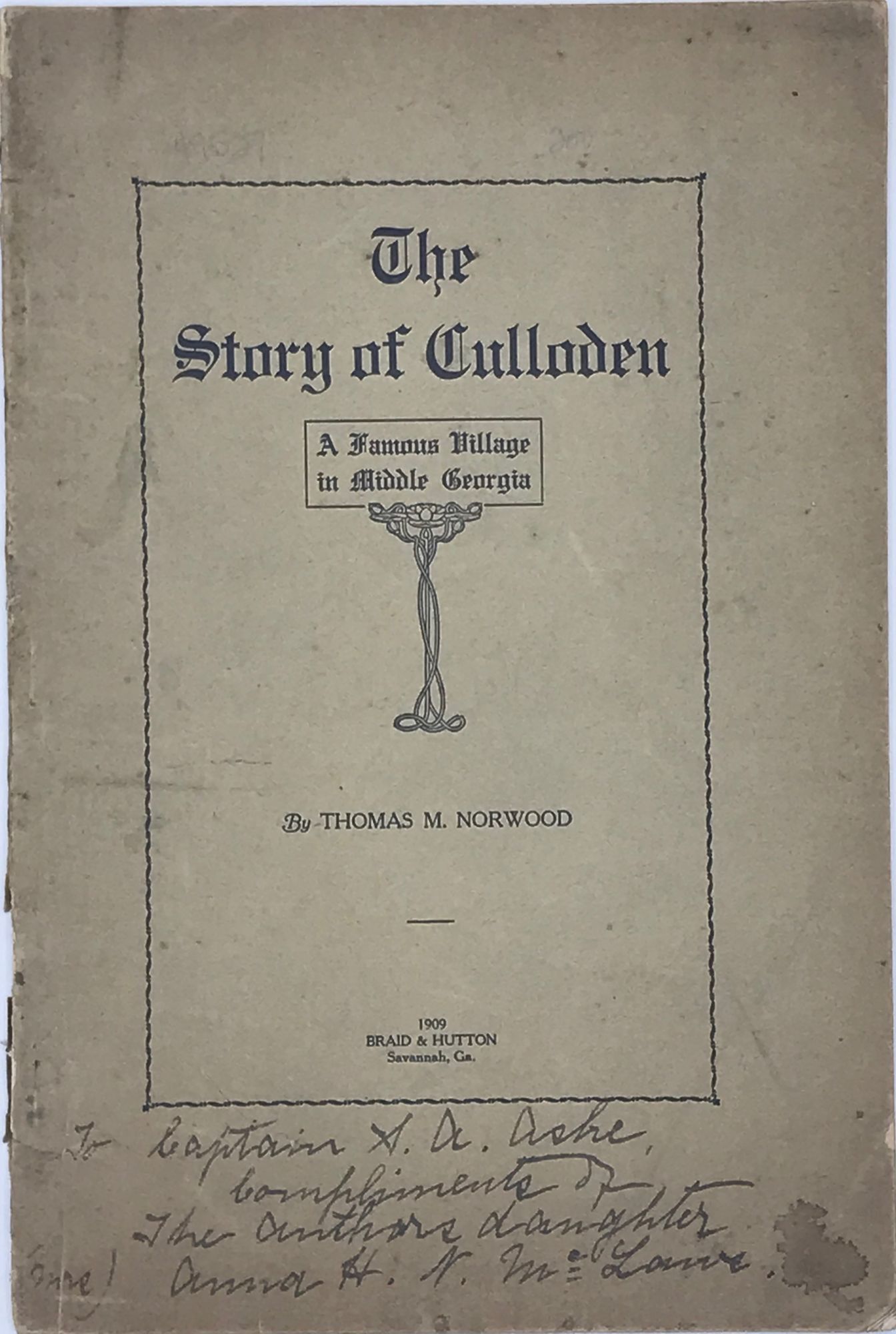 THE STORY OF CULLODEN, A FAMOUS VILLAGE IN MIDDLE GEORGIA cover and ...